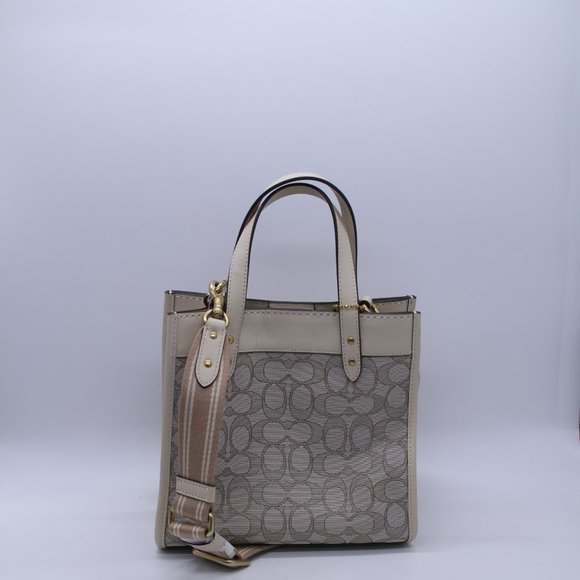 Coach | Bags | Coach Field Tote 22 In Signature Jacquard Stone Ivory ...